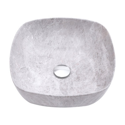 Square Rounded Corners White Ceramic Marble Effect Texture Countertop ...