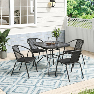 Buy Square Table Toughened Glass Patio Table with an Umbrella Hole 80 x ...
