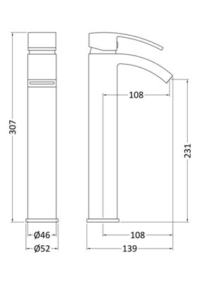 Square Tall Mono Bathroom Basin Mixer Tap Chrome