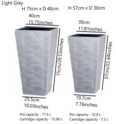 Square Tall Plant Pot Elegant Large Flower Indoor Outdoor Garden ...