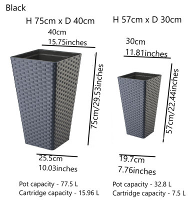 Square Tall Plant Pot Elegant Large Flower Indoor Outdoor Garden ...