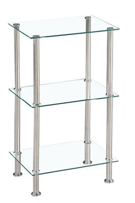 Glass chrome bathroom shelving unit store