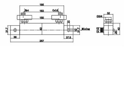 Square Thermostatic Bar Valve and Rectangular Slide Rail Kit Shower ...