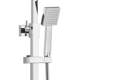 Square Thermostatic Mixer Shower Set - Dual Control Twin Head Ultra ...