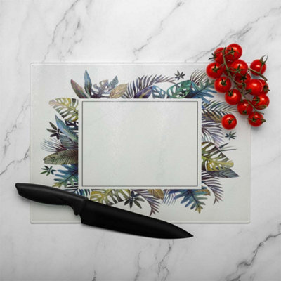 Square Tropical Border Glass Chopping BoardDesigner style