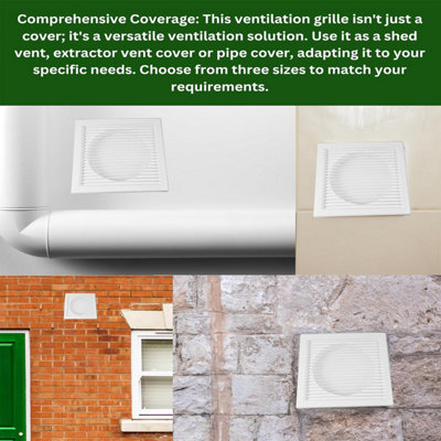 Square White Ventilation Grille with Flyscreen -Round 100mm or 4 inch ...