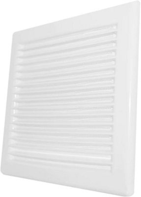 Square White Ventilation Grille with Flyscreen -Round 100mm or 4 inch ...