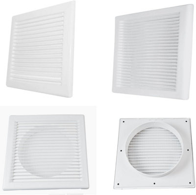 Square White Ventilation Grille with Flyscreen -Round 125mm or 5 inch ...