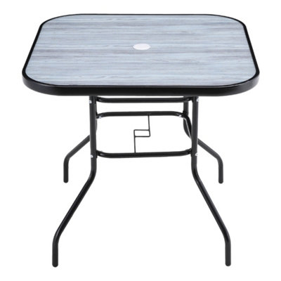 Square Wood Grain Table with Umbrella Hole Coffee Table for Garden 80 x ...