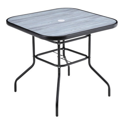 Square Wood Grain Table with Umbrella Hole Coffee Table for Garden 80 x ...