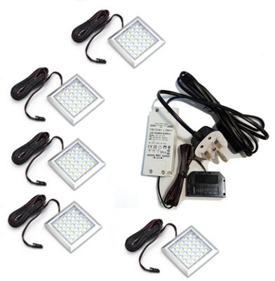 SQUARE XL - Bright LED Light Under Cabinet Shelf Cupboard Set - Light ...