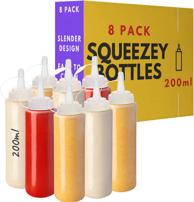 Squeeze Bottle 8 Pack Reusable with Nozzles 200ml Versatile Sauce ...