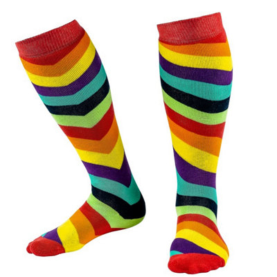 Squelch Adult Wellie Socks One Size Diagonal Rainbow