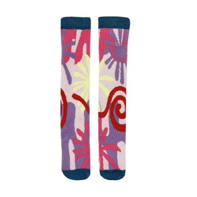 Squelch Childs Thick Wellie Socks 6-8yrs Pink Paradise
