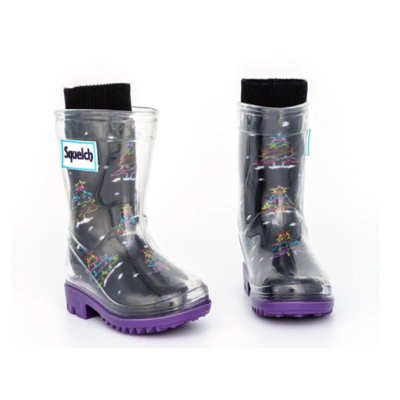 Squelch Childs Wellie Socks 1-2yrs Christmas Trees