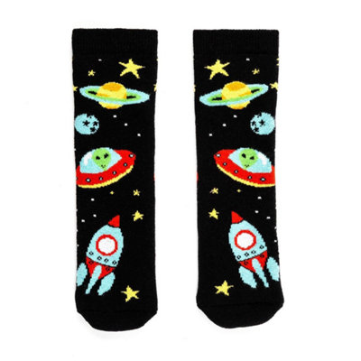 Squelch Childs Wellie Socks 3-6yrs Space Rockets
