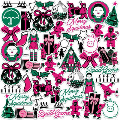 Squid Game Deluxe Christmas Stickers (Pack of 50) Multicoloured (One Size)
