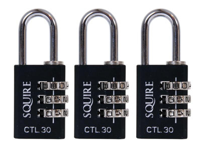 Squire - Toughlock Re-Codeable Black Combination Padlock 30mm (Pack of ...