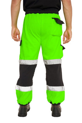 SSS Hi Viz Trouser High Visibility Mens Work Trouser Safety Fleece Worker Pants Reflective ...