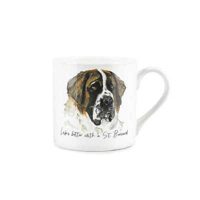 St Bernard Mug - Lifes Better with a St Bernard Bone China White Mug ...