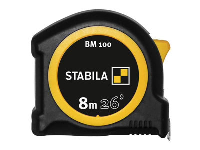 Stabila 19580 BM 100 Compact Pocket Tape 8m/26ft (Width 25mm) STB19580