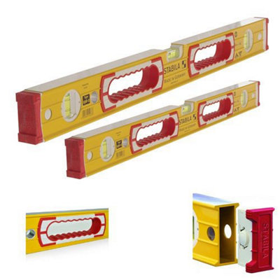 Stabila Double Plumb Vial Ribbed Spirit Level 60cm & 120cm Type 196-2 ...