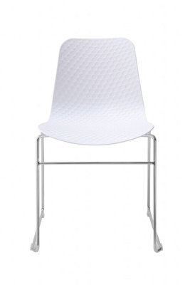 Stackable Alex Chairs (Pack of 4) - Metal - L54 x W49 x H78 cm - White ...
