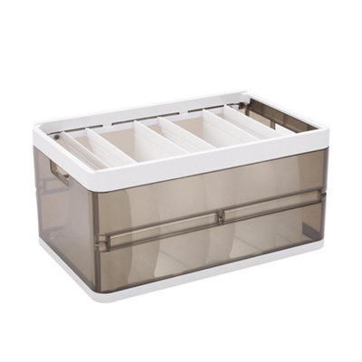 Stackable Clothes Storage Boxes with Lids Storage Bins with 7 Partitions