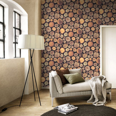 Stacked Chopped Logs Wallpaper Windsor Wallcoverings 263212