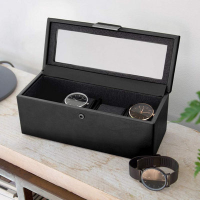 Stackers 4 Piece Watch Box in Black | DIY at B&Q