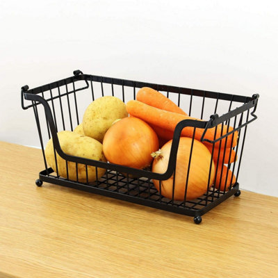 Buy Stacking Wire Basket - Kitchen Storage Rack Stand - Stackable ...