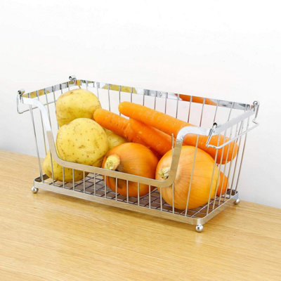 Stacking Wire Basket, Multi-Purpose Kitchen Organizer Rack with ...