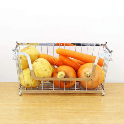 Stacking Wire Basket, Multi-Purpose Kitchen Organizer Rack with ...