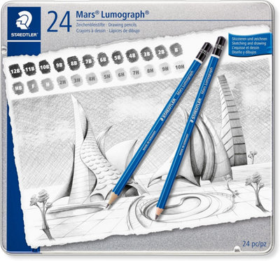 STAEDTLER 100 G24 Mars Lumograph Graphite Pencils for Drawing ...