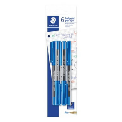Staedtler Stick 430 M Ballpoint Pen (Pack of 6) Blue (One Size)