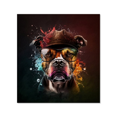 Staffy Bull Terrier Dog Splashart Premium Glass Kitchen Splashback ...