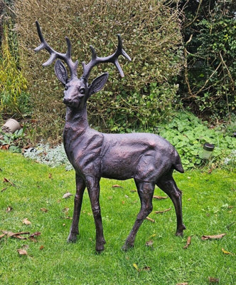 Stag and Doe Deer Pair Extra Large Sculptures - Cast Aluminium with ...