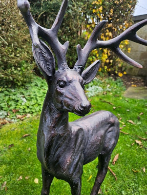 Stag and Doe Deer Pair Extra Large Sculptures - Cast Aluminium with ...