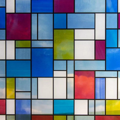 Stained Glass Window Fablon Self Adhesive Multicoloured Stickyback 2m x ...