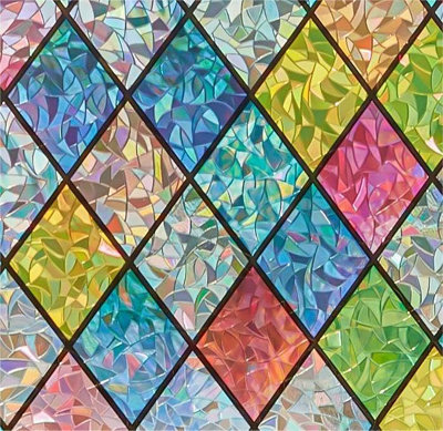Stained Glass Window Film 3D Rainbow Window Film Privacy self Adhesive ...