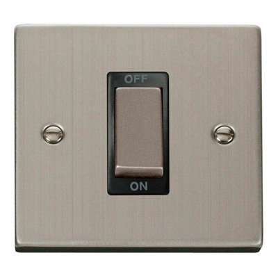 Stainless Steel 1 Gang Ingot Size 45A Switch - Black Trim - SE Home ...