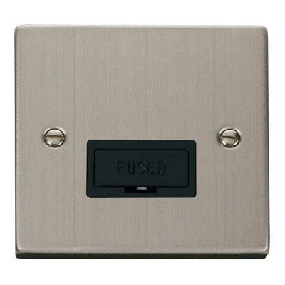 Stainless Steel 13A Fused Connection Unit - Black Trim - SE Home | DIY ...