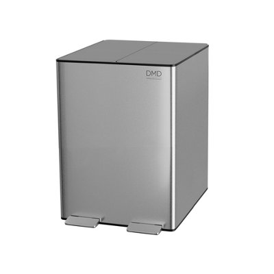 STAINLESS STEEL 30L BIN WITH 2 X 15L BUCKETS & SOFT CLOSURE - SILVER