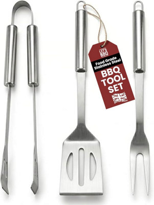 Stainless Steel Barbeque Tools Set 3 Pieces Barbecue Accessories Kit ...