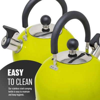 Stainless Steel Camping Kettle 2.5l Whistling Kettle For Gas Hob Stove ...