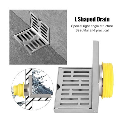 Stainless Steel Corner Floor Drain, L Shaped Wall Corner Floor Drain ...