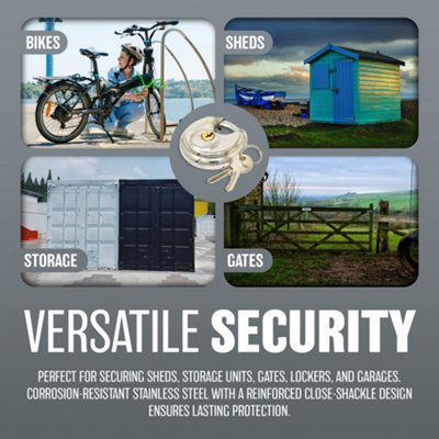 Stainless Steel Disc Padlock 60mm With 2 Keys Pad Lock Round Heavy Duty ...