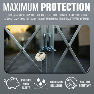 Stainless Steel Disc Padlock 60mm With 2 Keys Pad Lock Round Heavy Duty ...