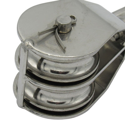 Stainless Steel Double Pulley Block 50MM (Wheel Swivel Eye Rope Becket)
