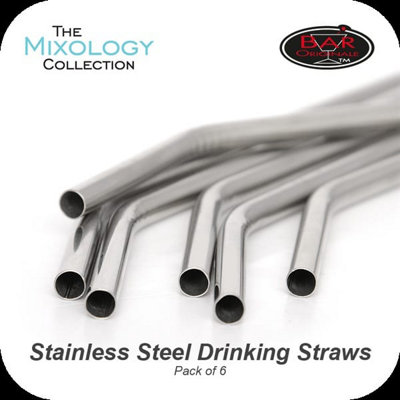 Stainless Steel Drinking Straws Re-usable 6 Pack